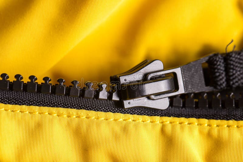 Zipper on Clothes Close-up. Black Color Stock Image - Image of wear ...