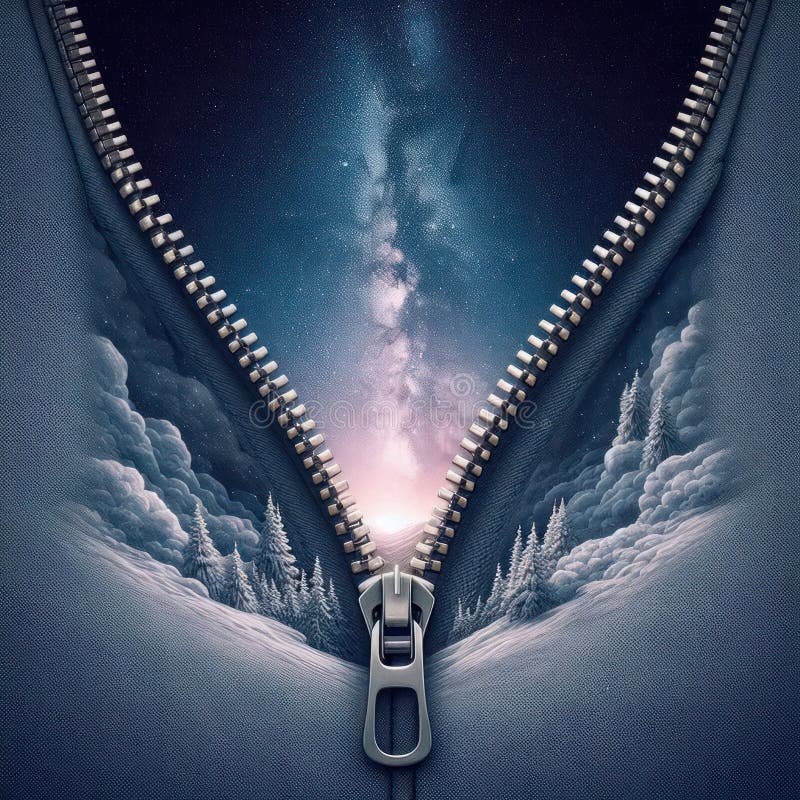 A Zipper of Clothing that Offers a View of the Universe. Stock Photo ...