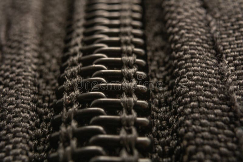 Zipper on a Dark Jacket in Macro Photography Stock Image - Image of ...