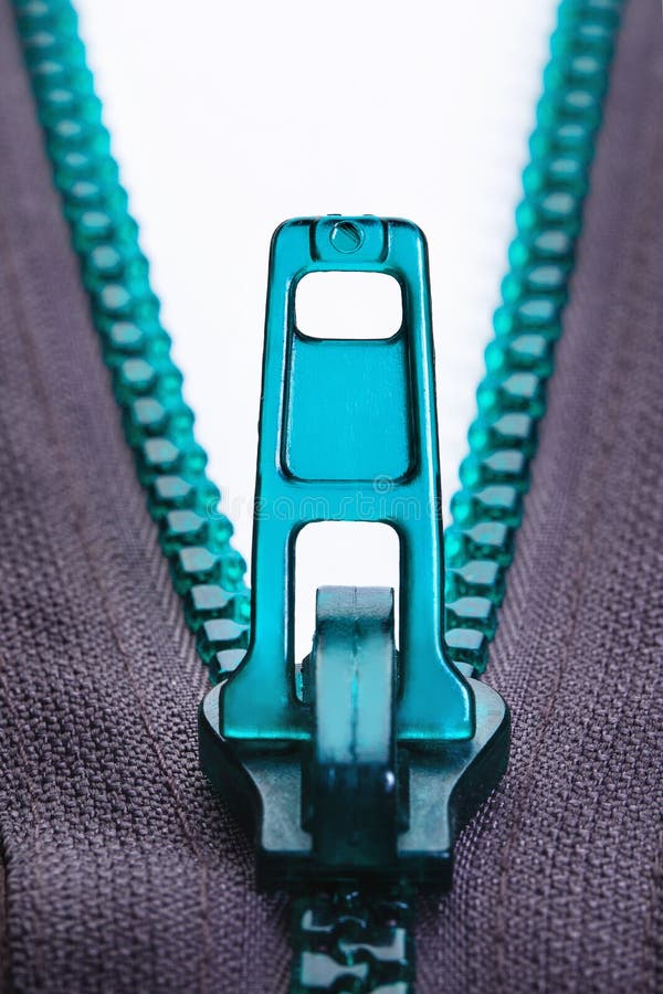 Zipper with Large Green Plastic Teeth on a Synthetic Braid Stock Image ...