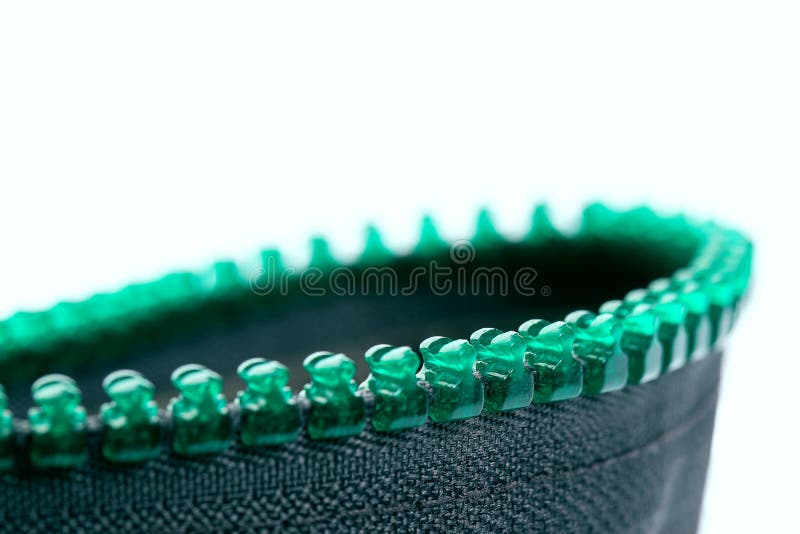 Zipper with Large Green Plastic Teeth on a Synthetic Braid Stock Photo ...