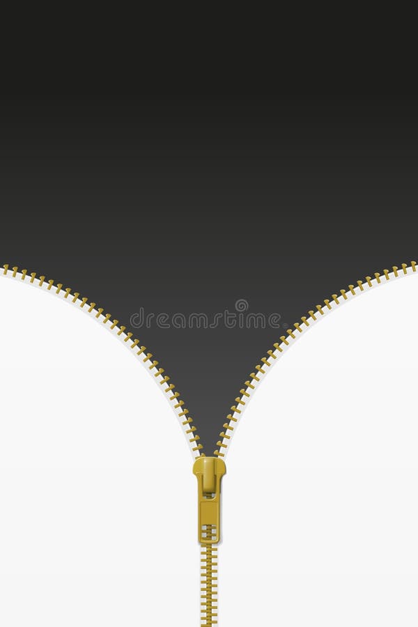 Zipper Lock Half Open on Black and White Background Stock Illustration ...