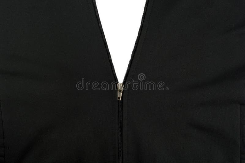 Zipper Opening Black Jacket Over White Background Stock Image - Image ...