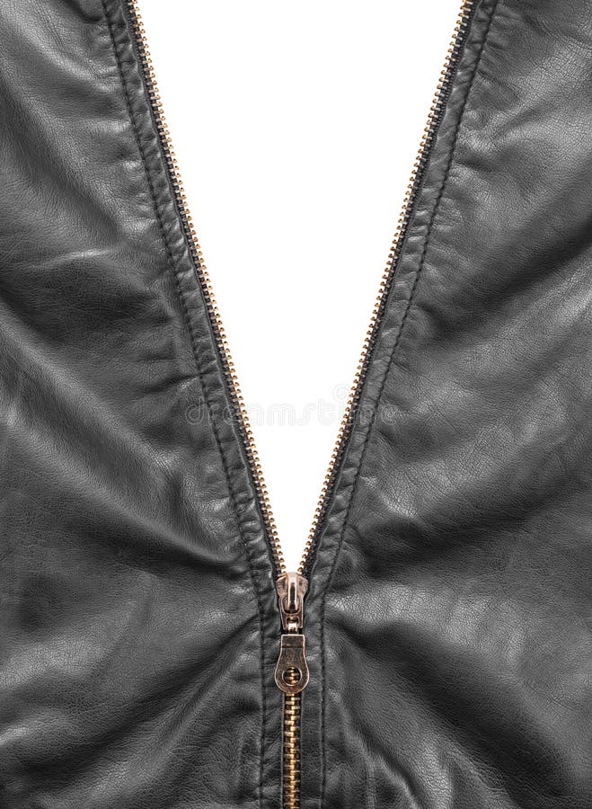 Zipper Opening Leather Jacket Stock Photo - Image of unzipped, folded ...