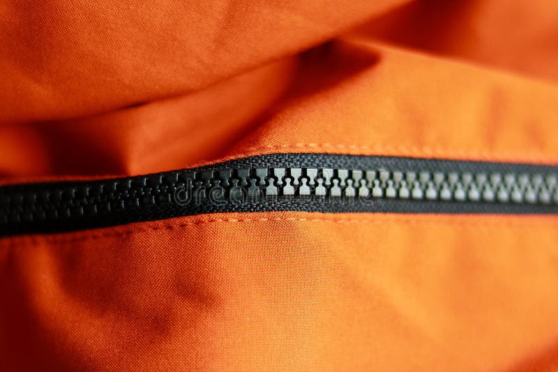 Zipper on the Orange Jacket. Close Up View of Zipper Stock Image ...