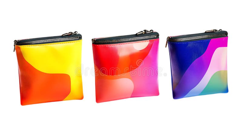 Zipper Pouch Set in Three Poses on Transparent Background for Packaging ...
