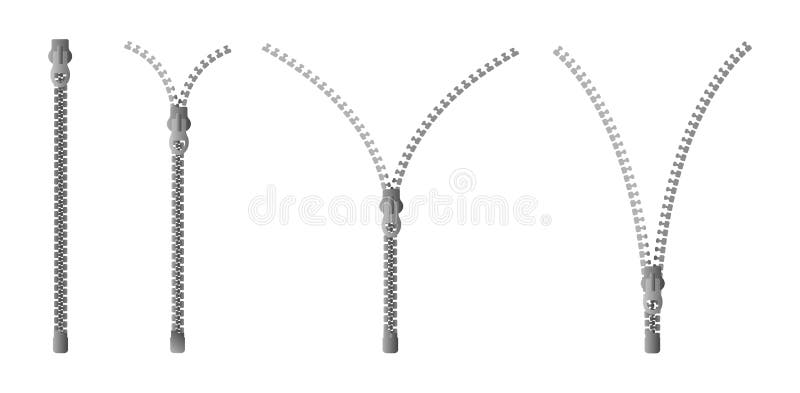 Zipper Set. Closed and Open Zipper with Zip. Zip Icon. Vector ...