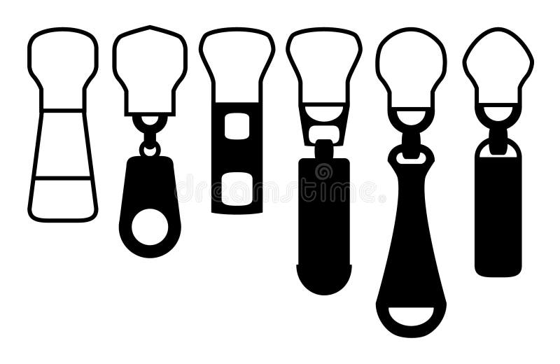 Zipper Set. Zip Zipper Cloth Black Teeth Icon Set Stock Vector ...