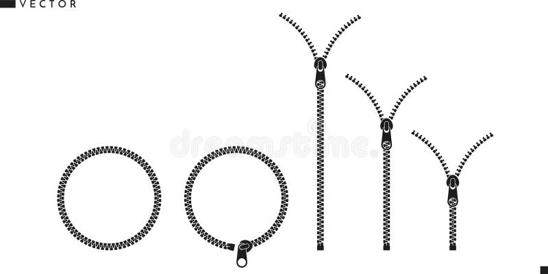Zipper Silhouette. Isolated Zip Stock Vector - Illustration of plastic ...