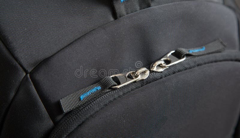 Zipper on Sports Backpack. Closeup Stock Photo - Image of luggage ...