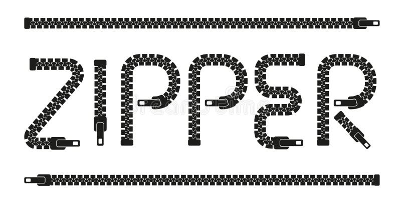 Zipper Word Blsck Simple Style Letters Set Stock Illustration ...