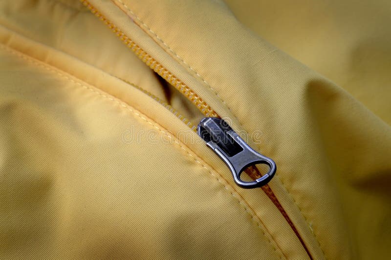 Zipper on Yellow Coat with Texture Stock Photo - Image of khaki ...