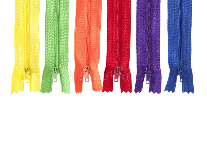 Colorful Zippers In Different Colors On White Background. Stock Image ...