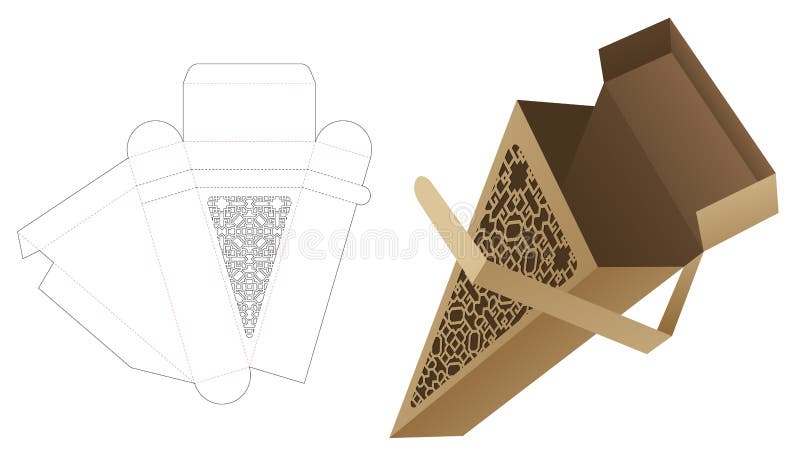 Zipping Triangular Packaging Box with Stenciled Pattern Die Cut ...