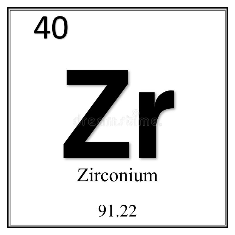 Zirconium Chemical Element Symbol on White Background Stock ...