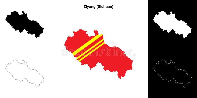 Ziyang outline map stock illustration. Illustration of ziyang - 334854565