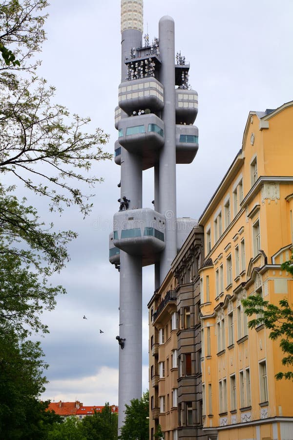 Zizkov Television Tower in Prague Editorial Stock Photo - Image of ...