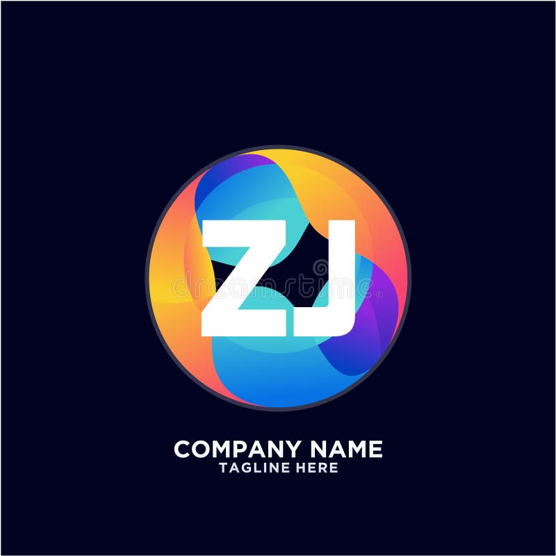 ZJ Initial Logo with Colorful Circle Template Vector Stock Vector ...