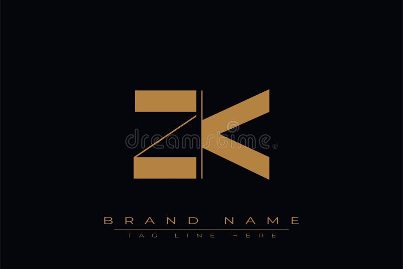 ZK Initial Letter Logo Design Stock Vector - Illustration of font ...