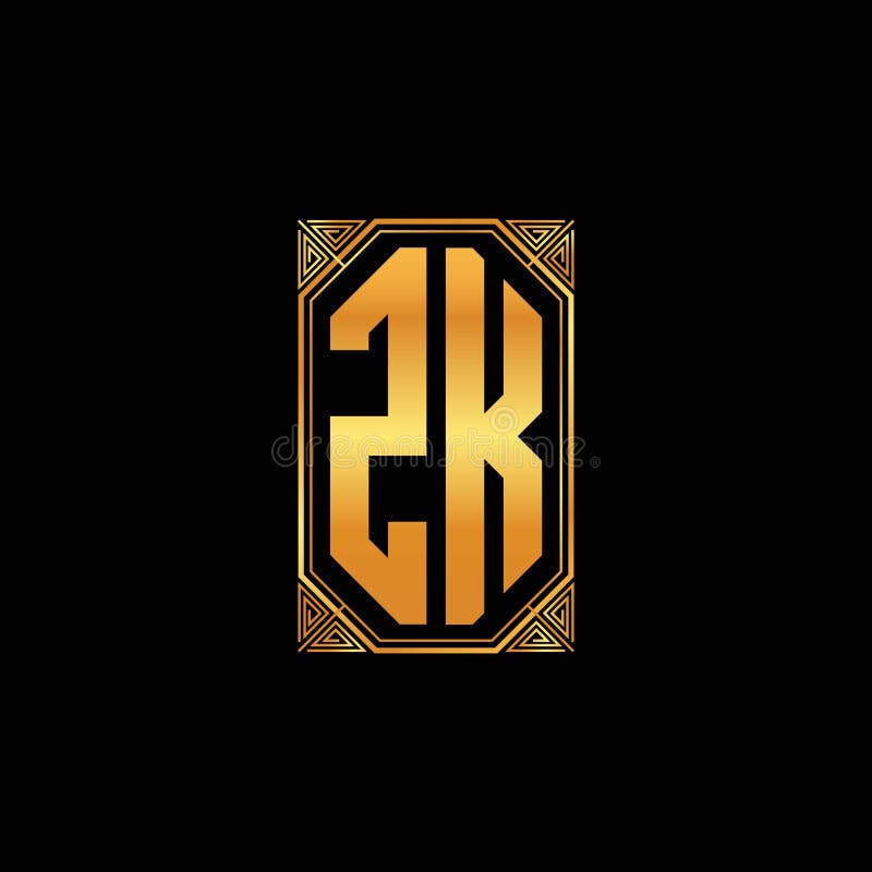 Zk Logo Letter Geometric Golden Style Stock Vector Illustration Of