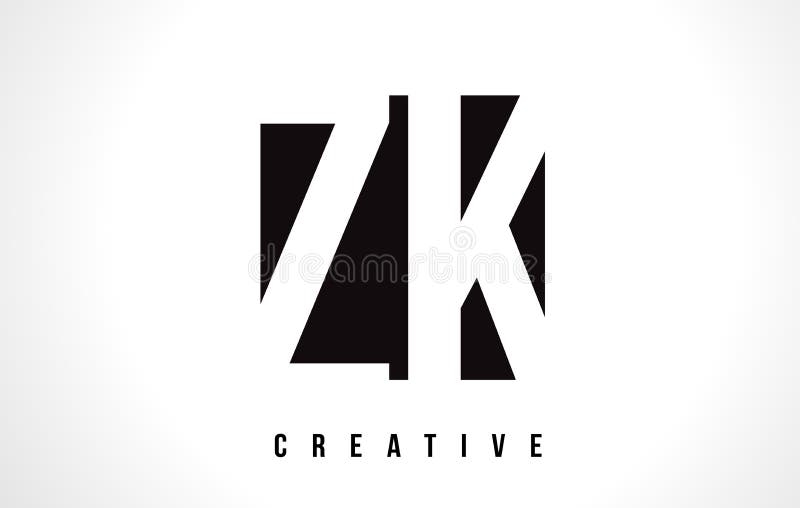 ZK Z K White Letter Logo Design with Black Square. Stock Vector ...