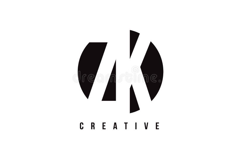 ZK Z K White Letter Logo Design with Circle Background. Stock Vector ...
