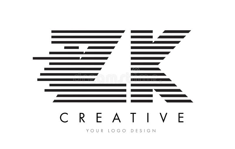 ZK Z K Zebra Letter Logo Design with Black and White Stripes Stock ...