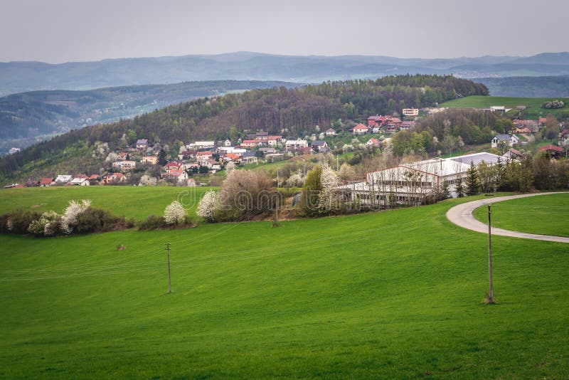 Town Zlin at sunset. stock photo. Image of building, construction ...