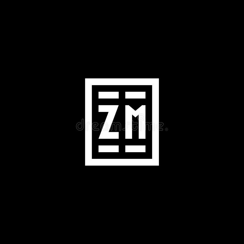 ZM Initial Logo with Square Rectangular Shape Style Stock Illustration ...