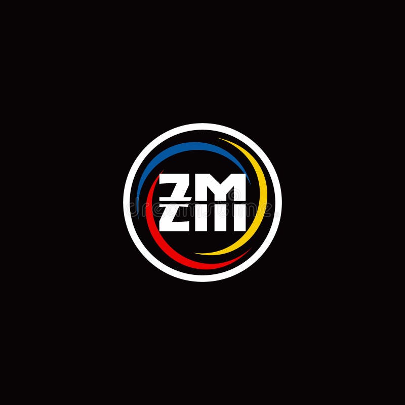 ZM Monogram Logo Isolated on Circle Shape with 3 Slash Colors Rounded ...