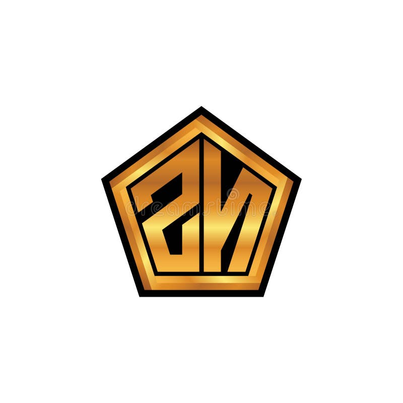 ZN Logo Letter Geometric Golden Style Stock Vector - Illustration of ...