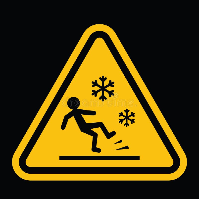 Slippery ice warning sign stock vector. Illustration of banner - 264439535