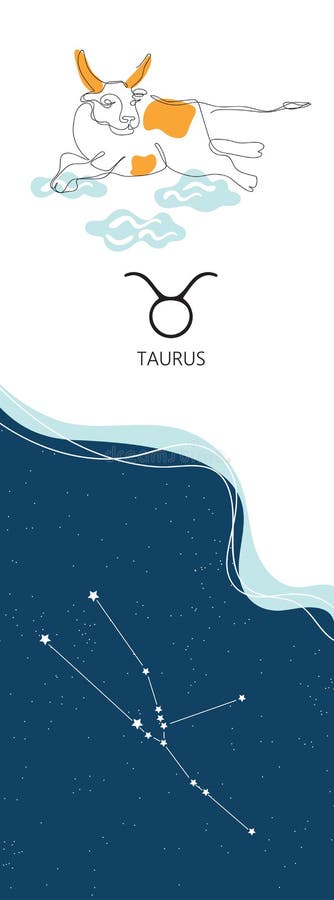 Zodiac Background. Constellation Taurus. One Line Stock Vector ...