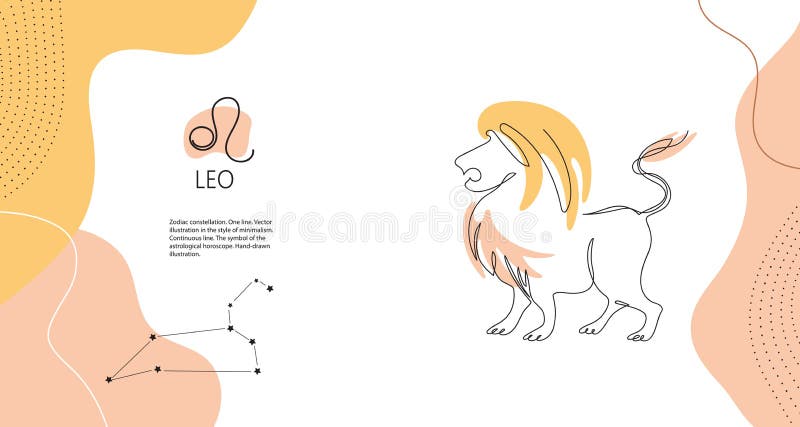Zodiac Background. Leo Constellation. Fire Element. Horizontal Banner ...