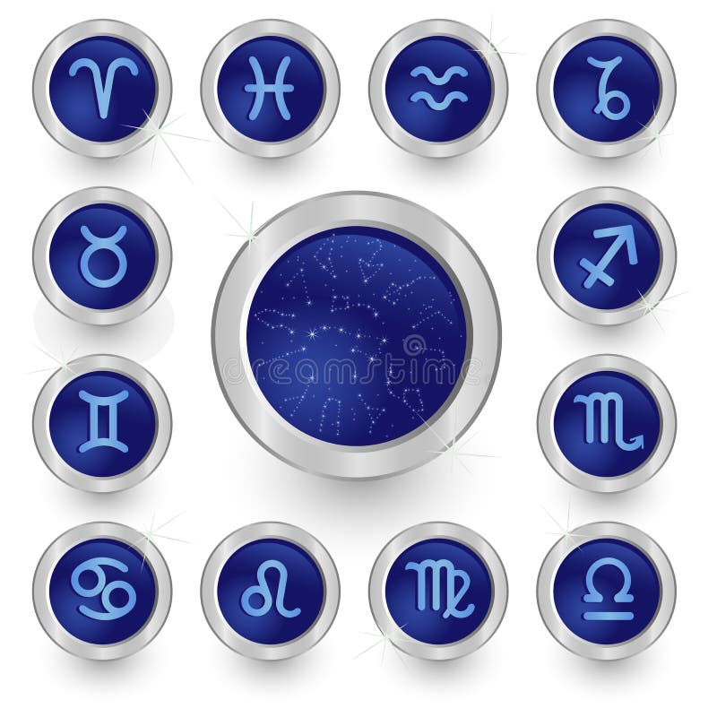 Zodiac button stock illustration. Illustration of circle - 12289277