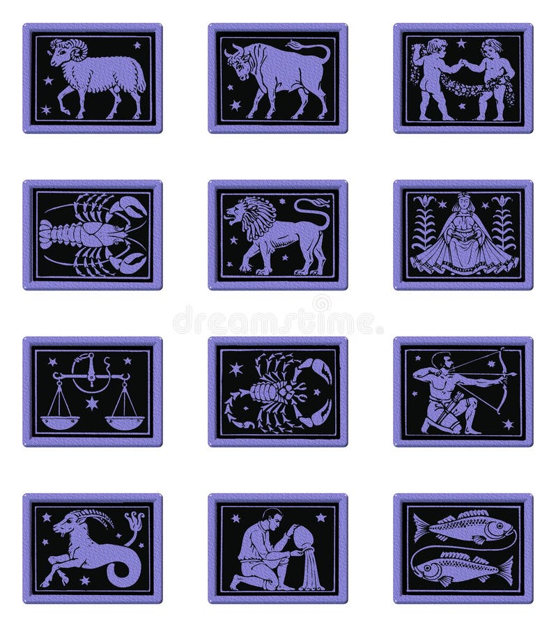 Zodiac button set blue stock illustration. Illustration of icons - 6298886