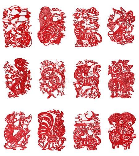 Zodiac Chinese Paper-cutting Stock Illustration - Illustration of ...
