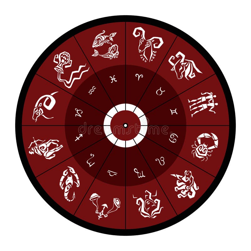 Zodiac Circle with Horoscope Signs Stock Vector - Illustration of star ...