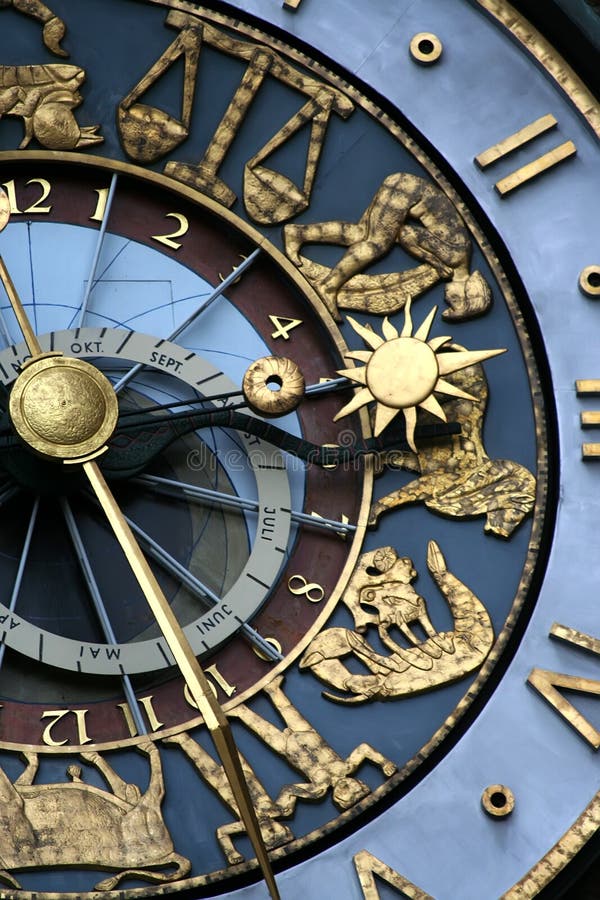 Zodiac clock stock image. Image of blue, golden, ancient - 34433455