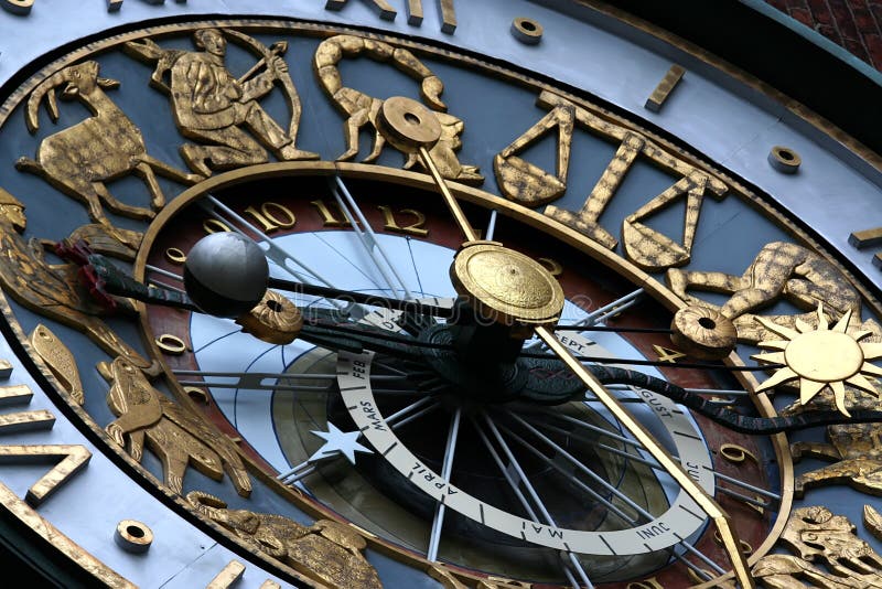 Zodiac Clock stock photo. Image of metal, clock, sign - 8540834