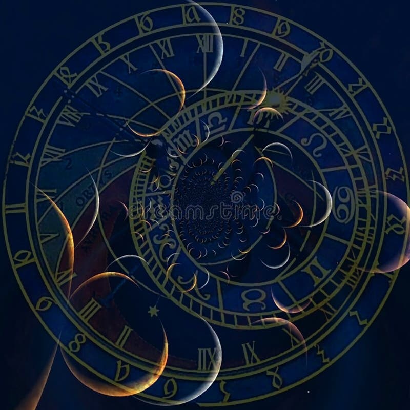 Zodiac clock collage stock illustration. Illustration of fantasy ...