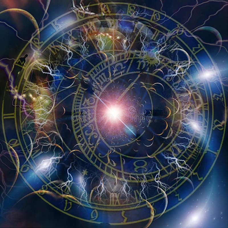 Zodiac clock collage stock illustration. Illustration of constellation - 264362221