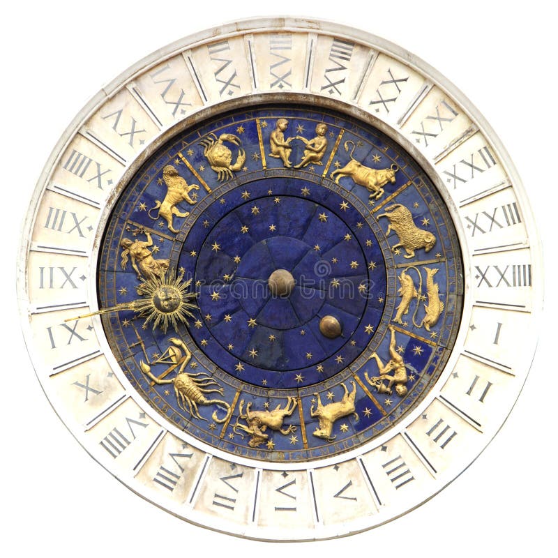 Zodiac clock stock image. Image of blue, golden, ancient - 34433455