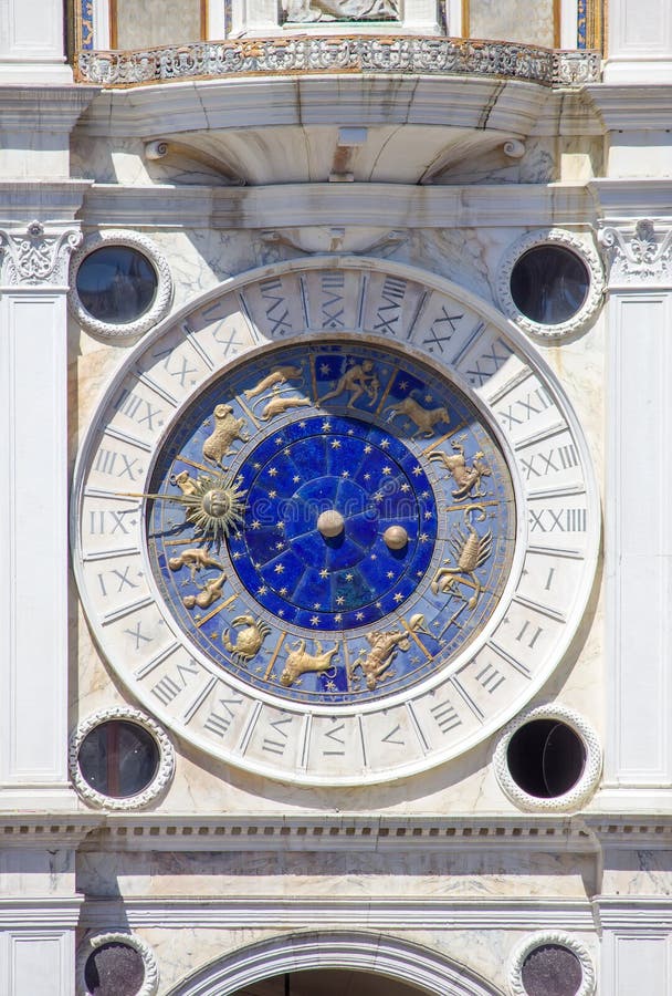 Zodiac Clock in Venice, San Marco Square, Italy Stock Photo - Image of ...