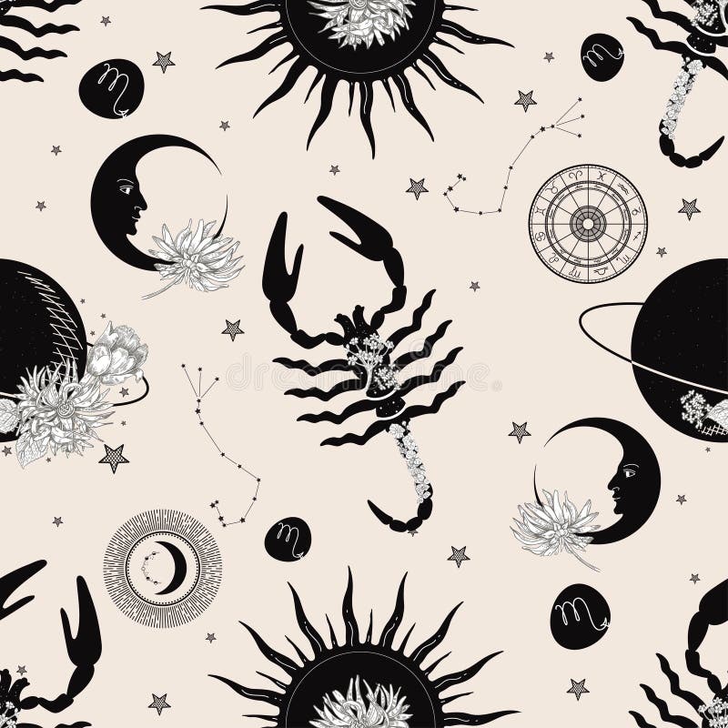 Zodiac Constellation Scorpio. Seamless Pattern. the Zodiac ...