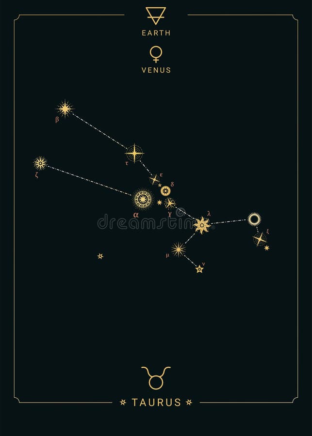 Zodiac Constellation Taurus Symbool Van De Planeet Venus, Het Element ...
