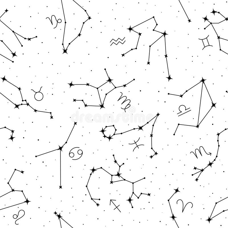 Zodiac Constellations Seamless Pattern, Astrological Forecast, Magic Repeating Print. Stock ...