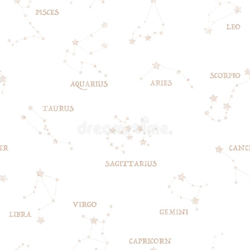 Zodiac Constellations Seamless Pattern. Hand Drawn Pattern Stock Illustration - Illustration of ...