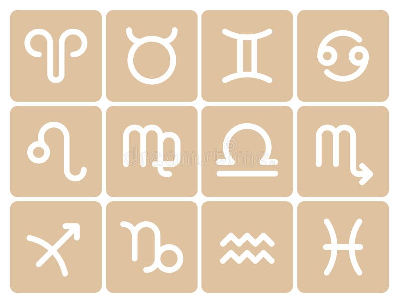 Zodiac Symbols On Rounded Squares Stock Vector - Illustration of ...