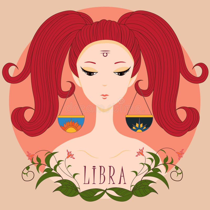 Girl libra zodiac sign stock vector. Illustration of nemesis - 176512892
